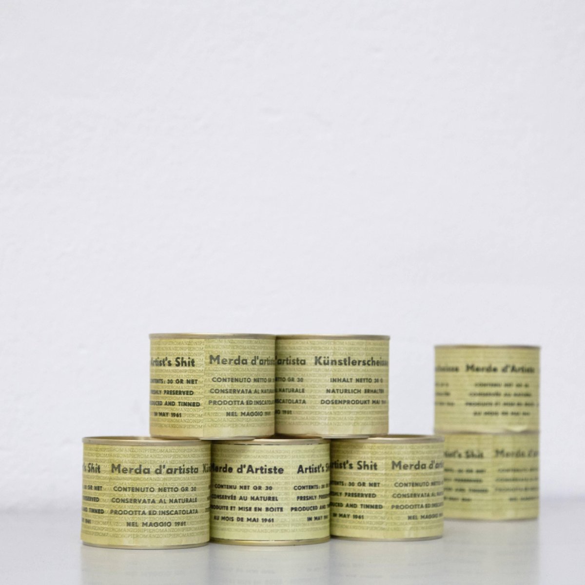 Set of Seven Cans of Artist's Shit by Piero Manzoni, Set of 7 for sale ...