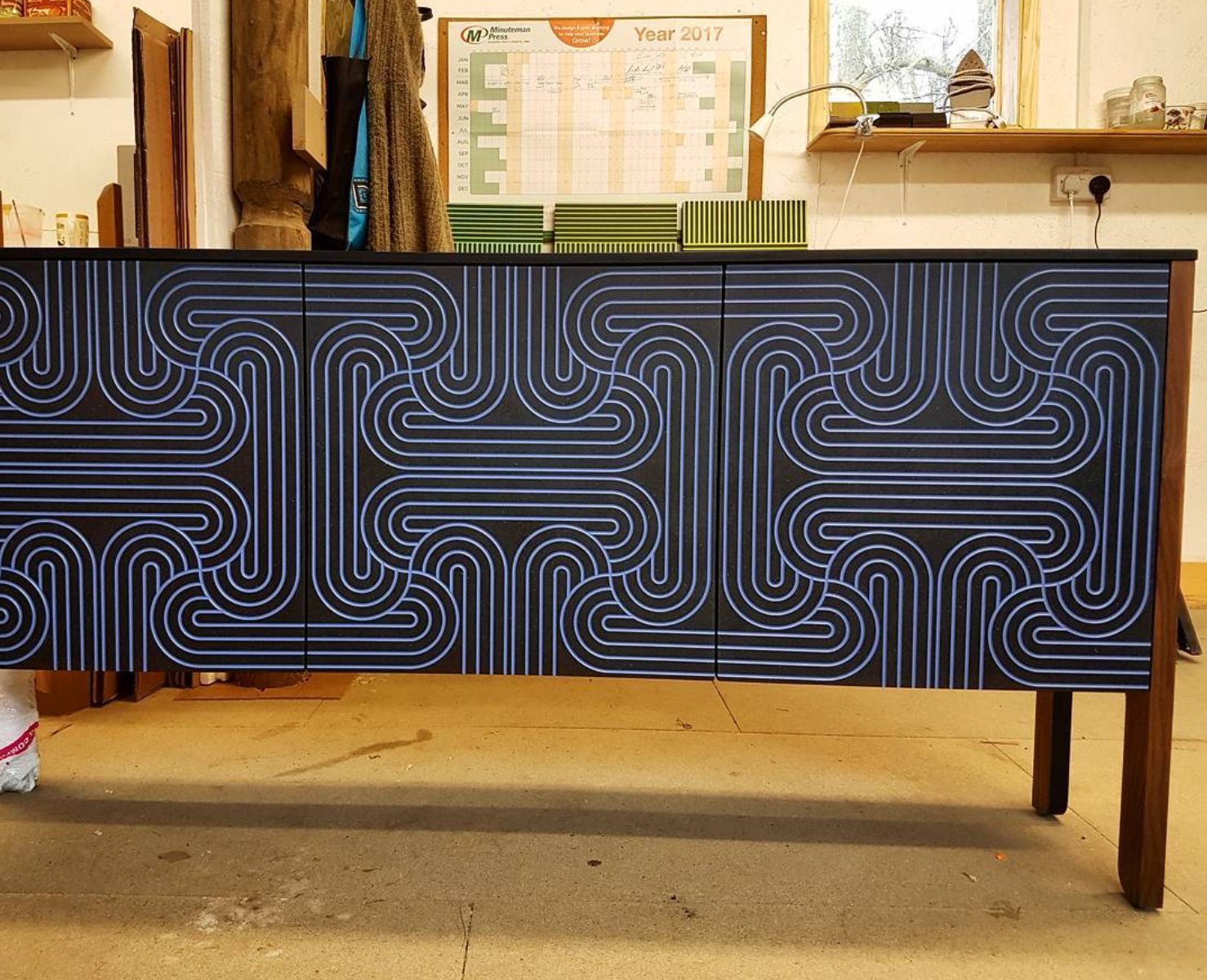 Dark Blue Four-Door Loop Sideboard by Nell Beale for Coucou Manou for ...