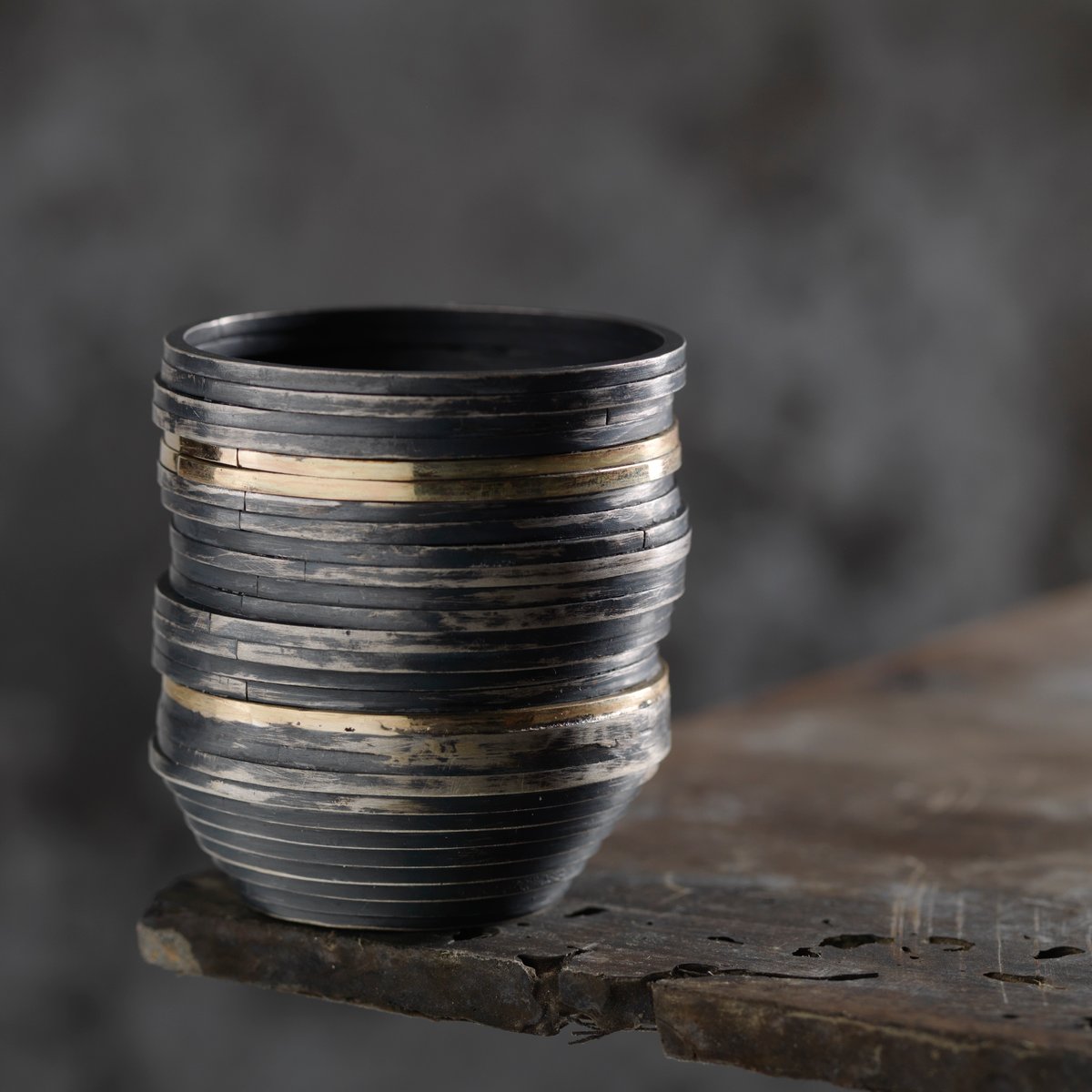 Oxidised Silver and Gold Wire Vessels, 2018, Set of 2 for sale at Pamono