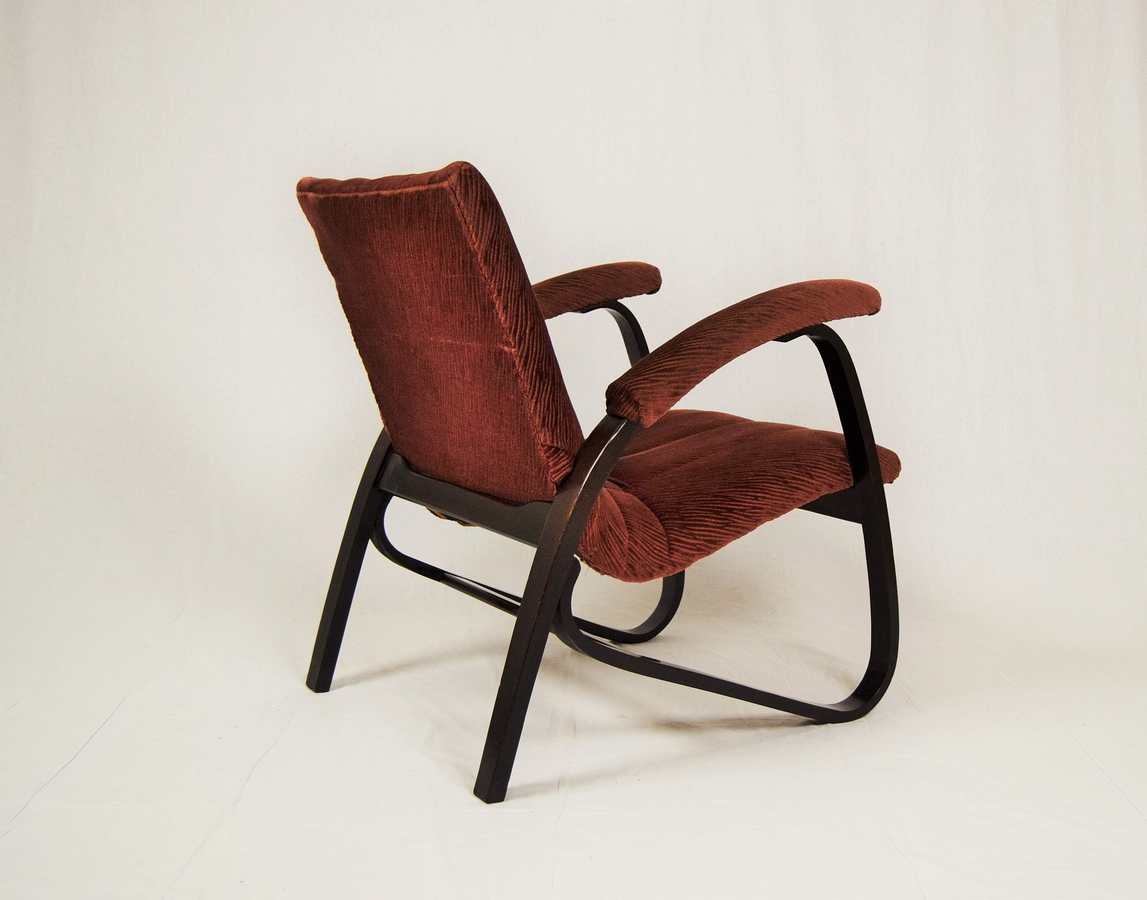 Fabric and Wood Lounge Chair by Jan Vanek, 1930s for sale at Pamono