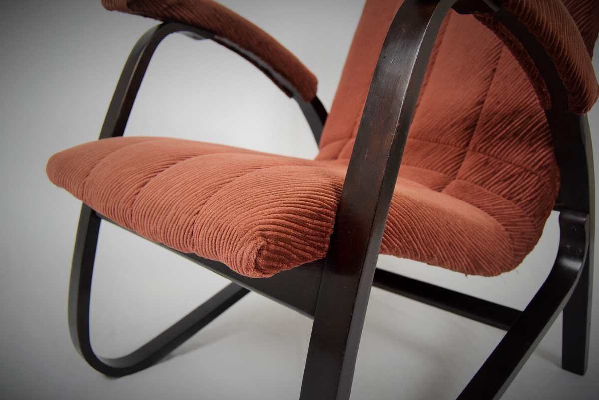 Fabric and Wood Lounge Chair by Jan Vanek, 1930s for sale at Pamono