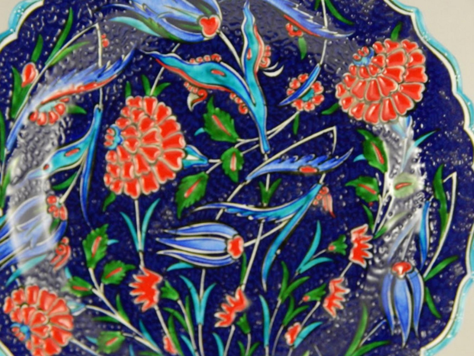 Turkish Handcrafted Blue Turquoise Wall Plate, 1970s for sale at Pamono