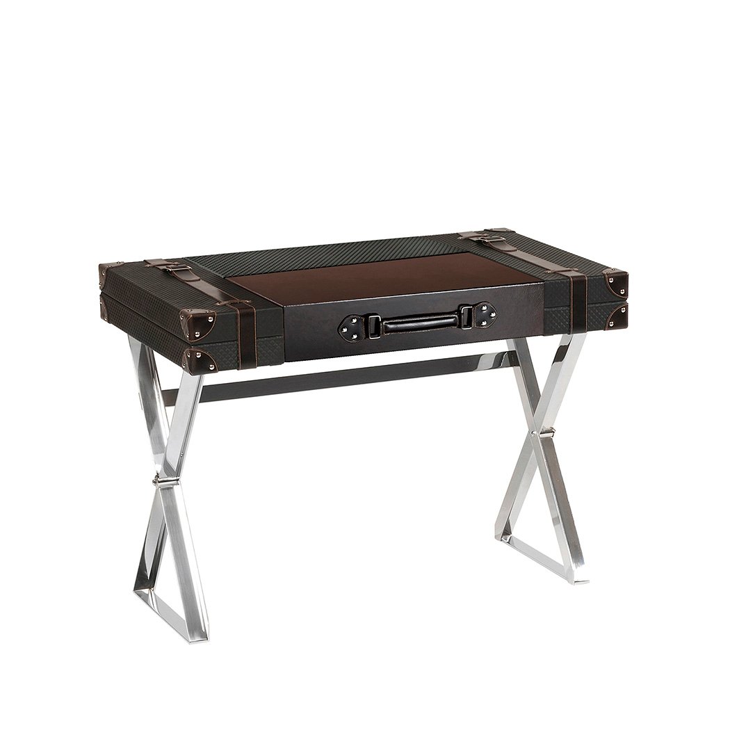 Leather Suitcase Desk on Steel Legs by Jacobo Ventura for C.A. Spanish ...
