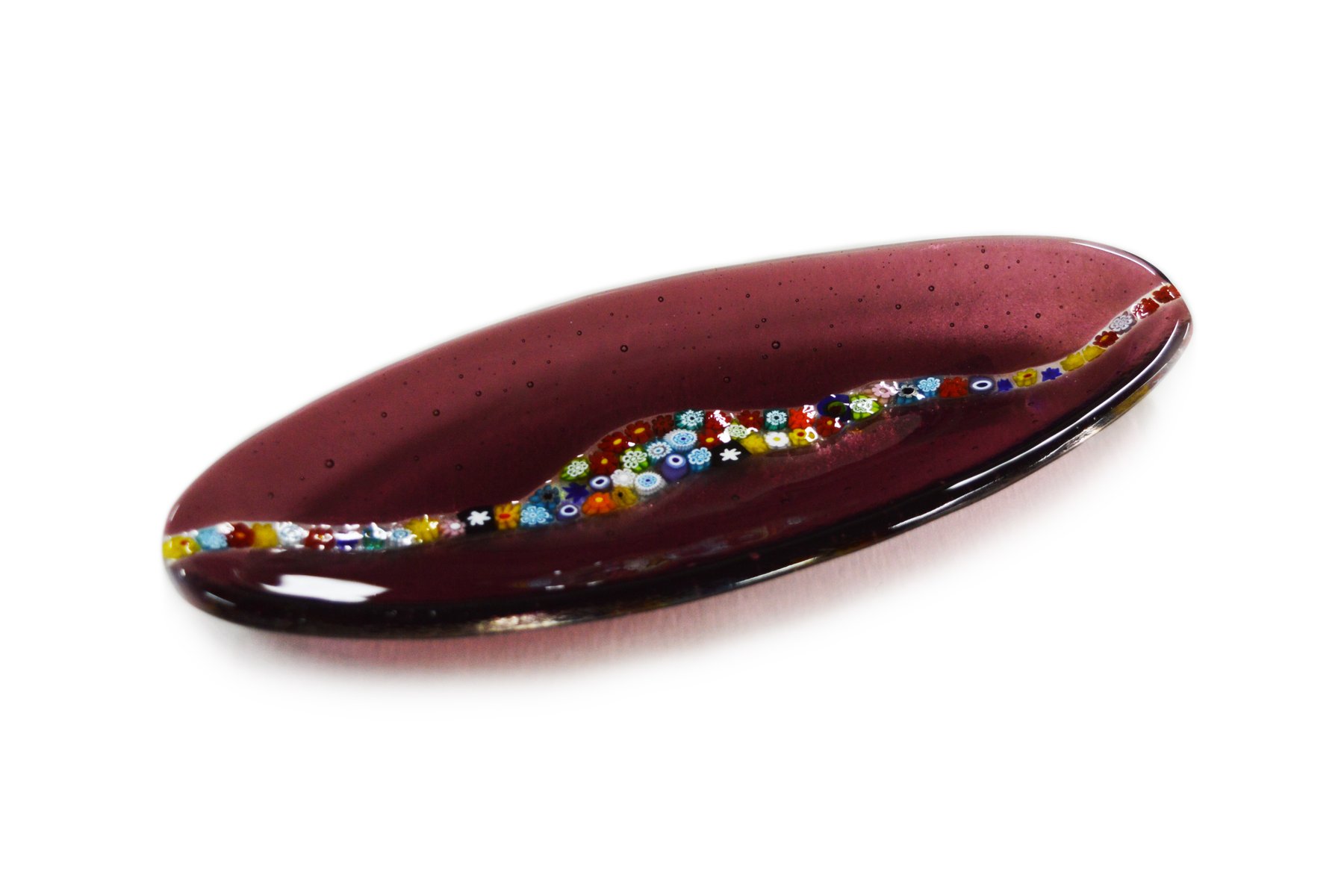 Oval Cascata C20 Amethyst Colored Murano Glass Plate by Vévé Glass for ...