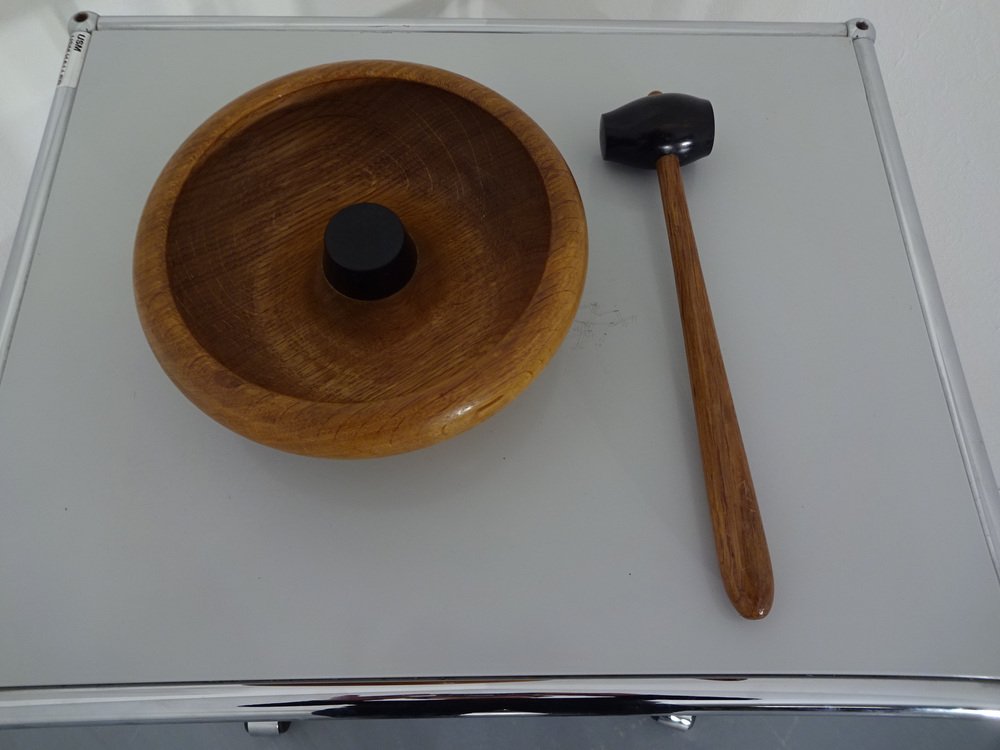 Vintage Danish Oak & Rosewood Nutcracker Bowl & Hammer Set, 1960s for ...