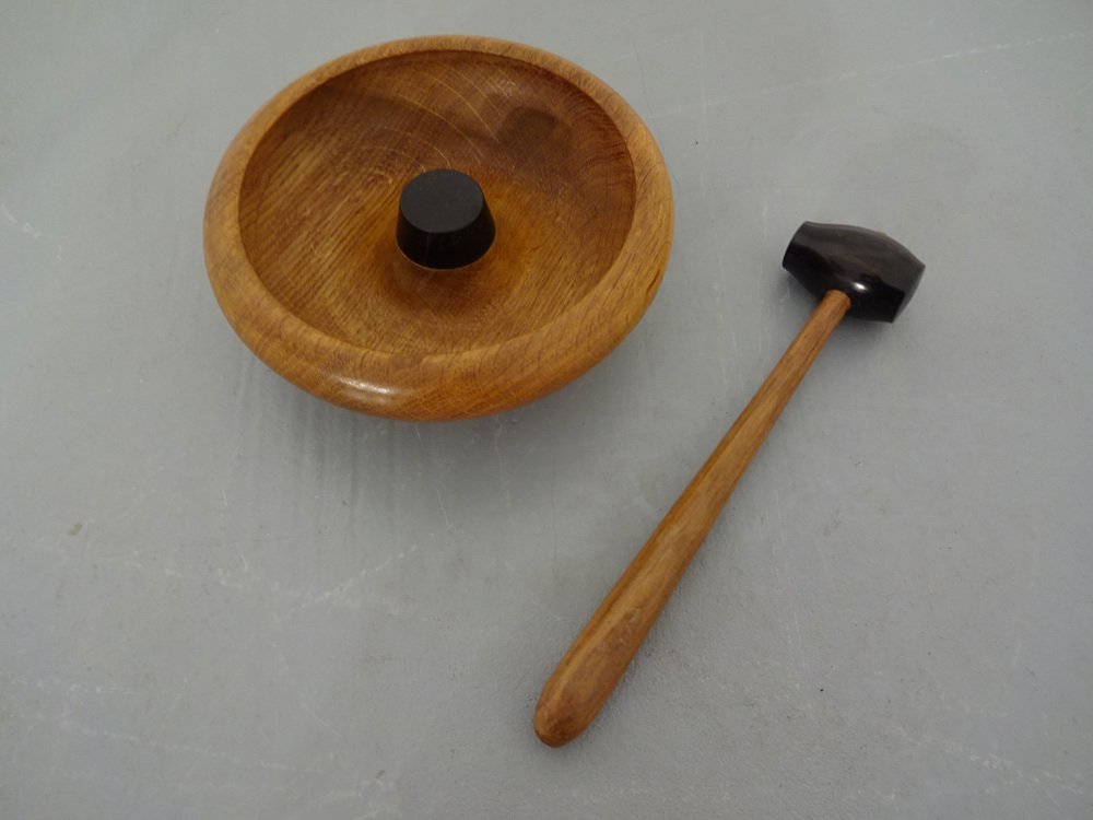 Vintage Danish Oak & Rosewood Nutcracker Bowl & Hammer Set, 1960s for ...