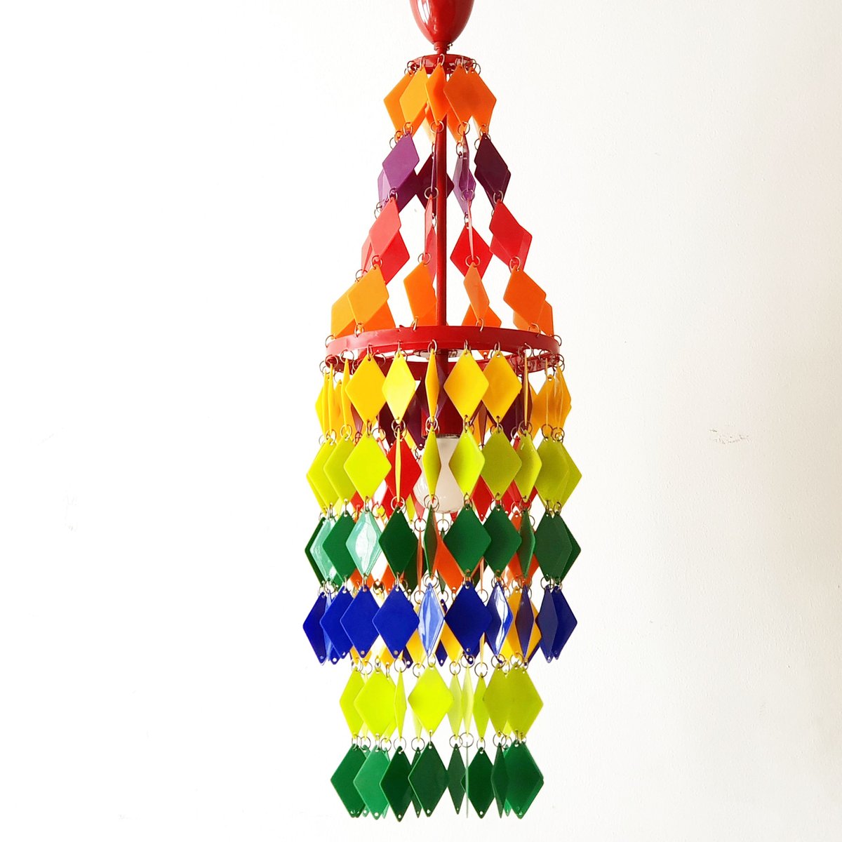 Vintage Multicolored Plastic Ceiling Lamp, 1970s for sale at Pamono