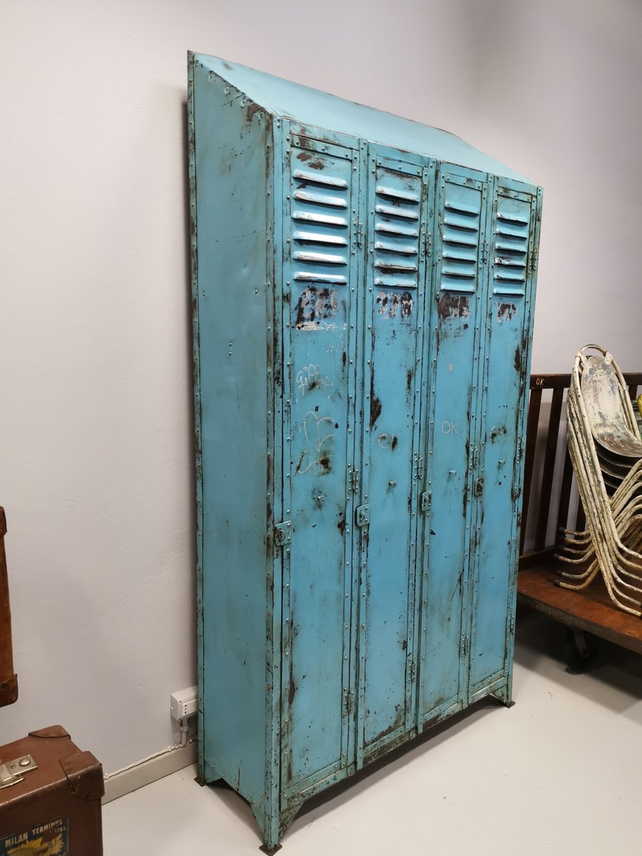 Vintage Blue Locker Cabinet, 1930s for sale at Pamono