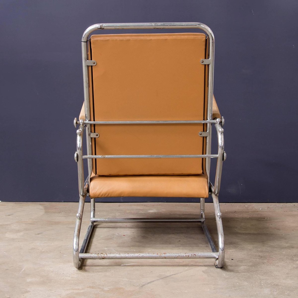 Adjustable Tubular Steel & Leather Easy Chair, 1930s for sale at Pamono