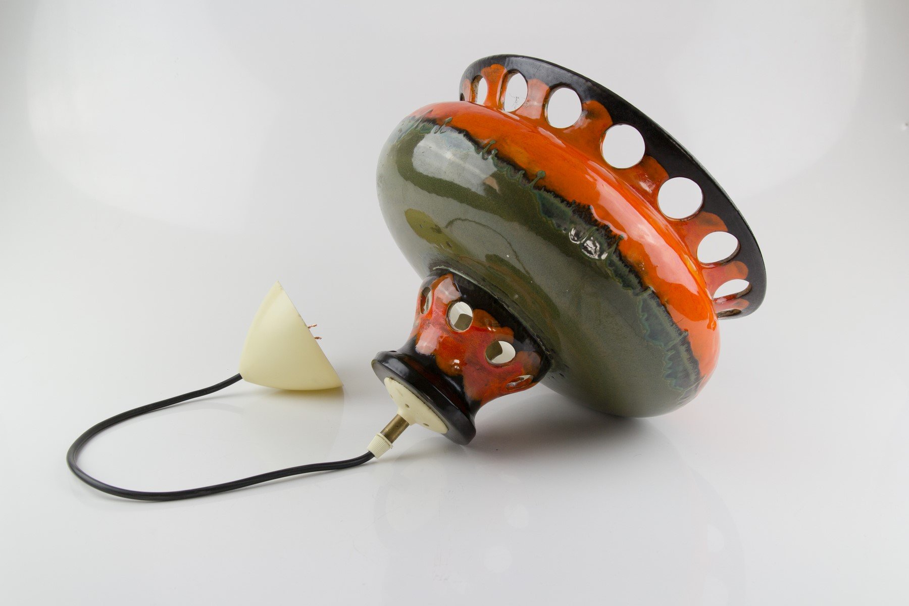 Vintage German Ceramic Fat Lava Pendant Lamp, 1960s for sale at Pamono