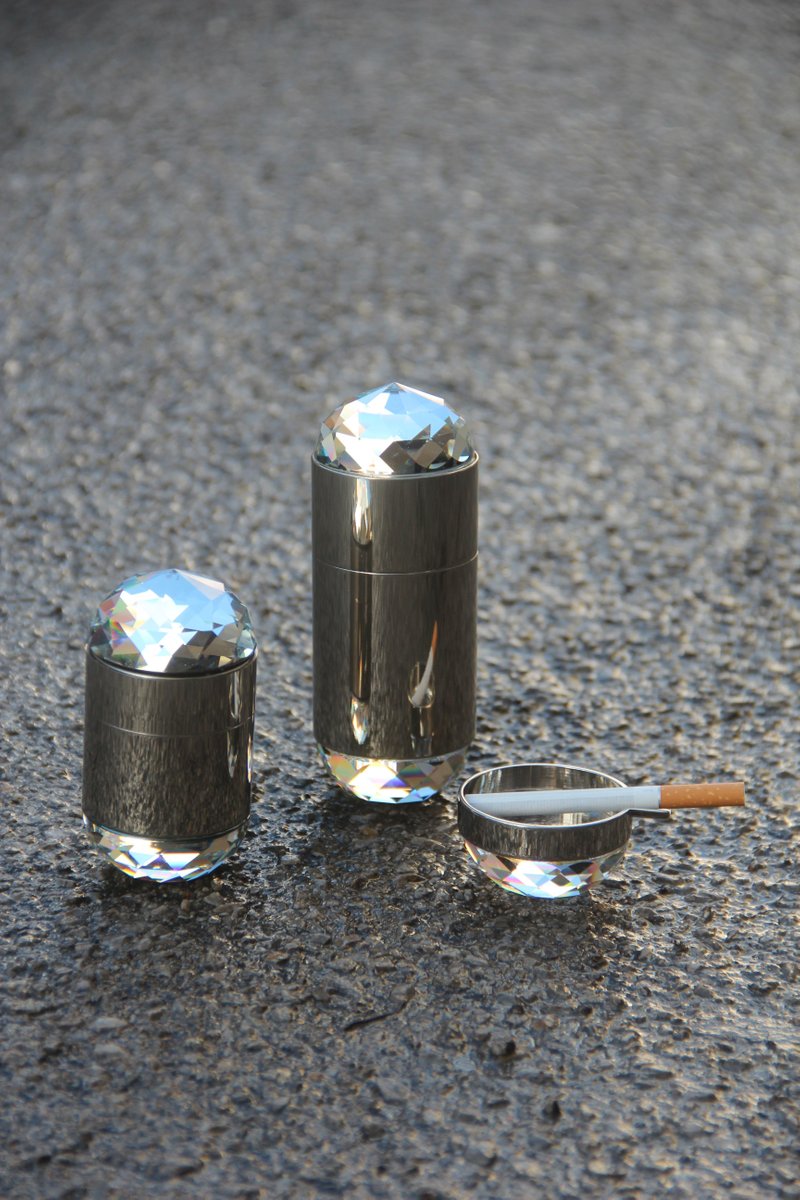 Steel and Swarovski Crystal Smoking Set, 1970s, Set of 3 for sale at Pamono
