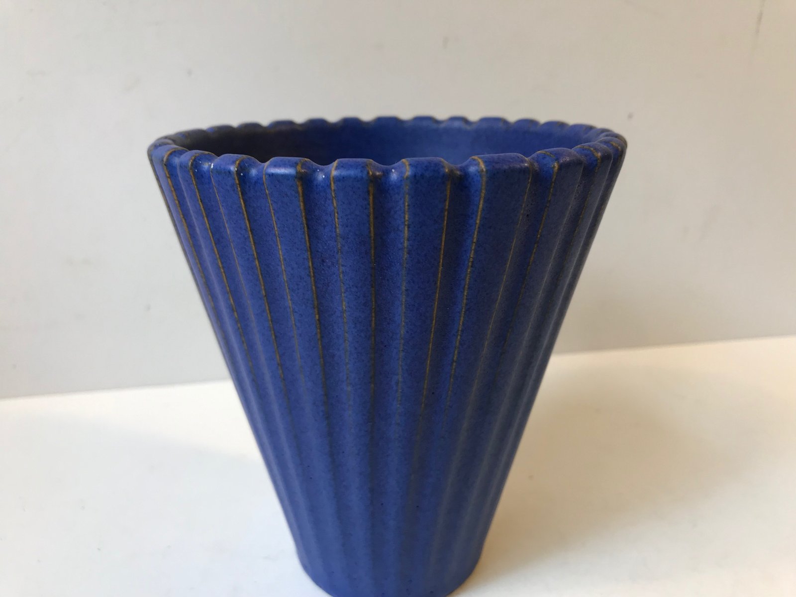 Blue Danish Ceramic Vase by Einar Johansen, 1960s for sale at Pamono