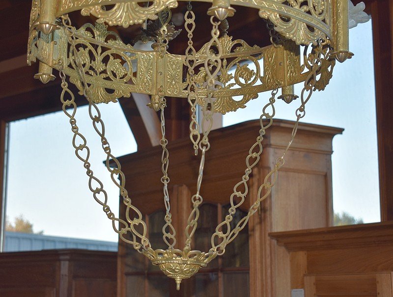 Antique Church Brass Chandelier for sale at Pamono
