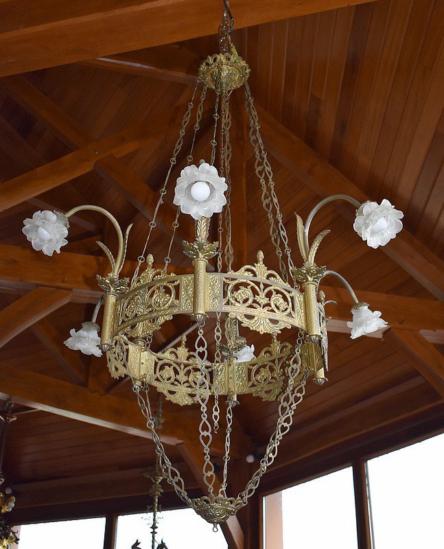 Antique Church Brass Chandelier for sale at Pamono