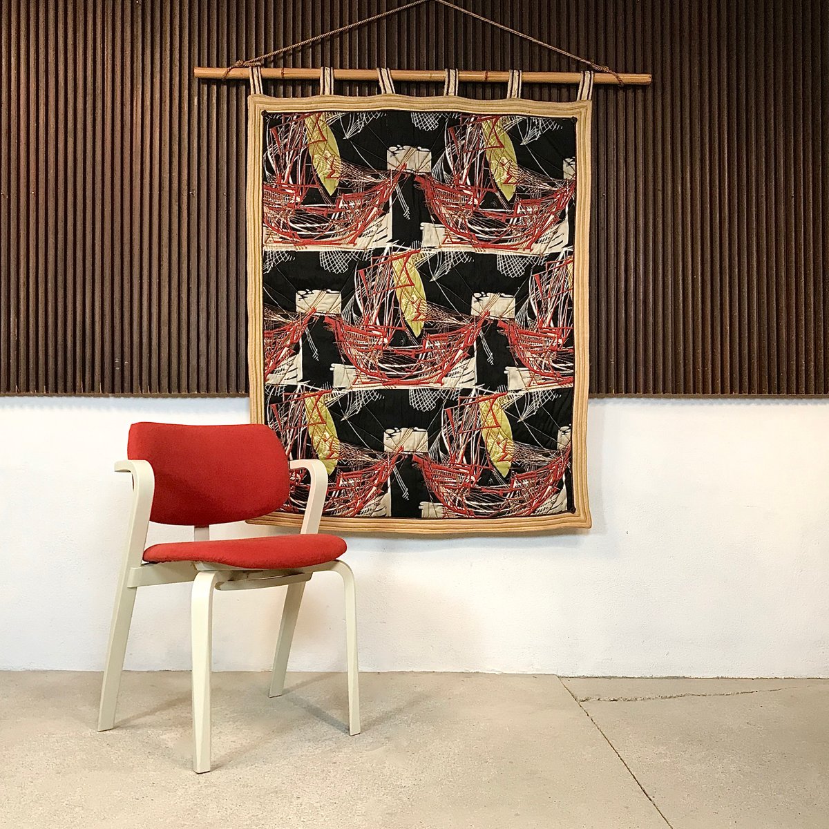Italian Tapestry with Bamboo Rod, 1940s for sale at Pamono