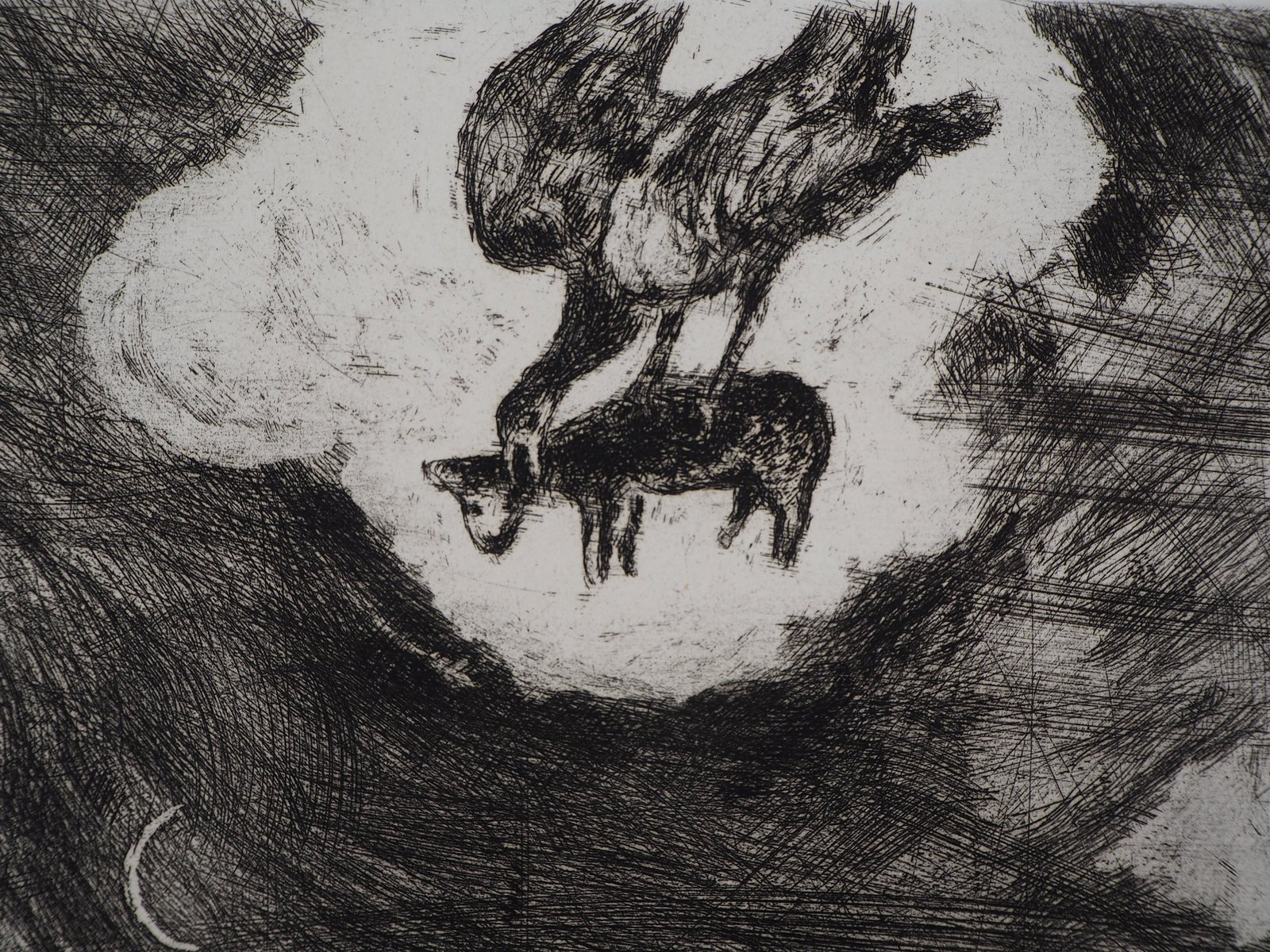 The Horse and the Donkey Engraving by Marc Chagall, 1952 for sale at Pamono