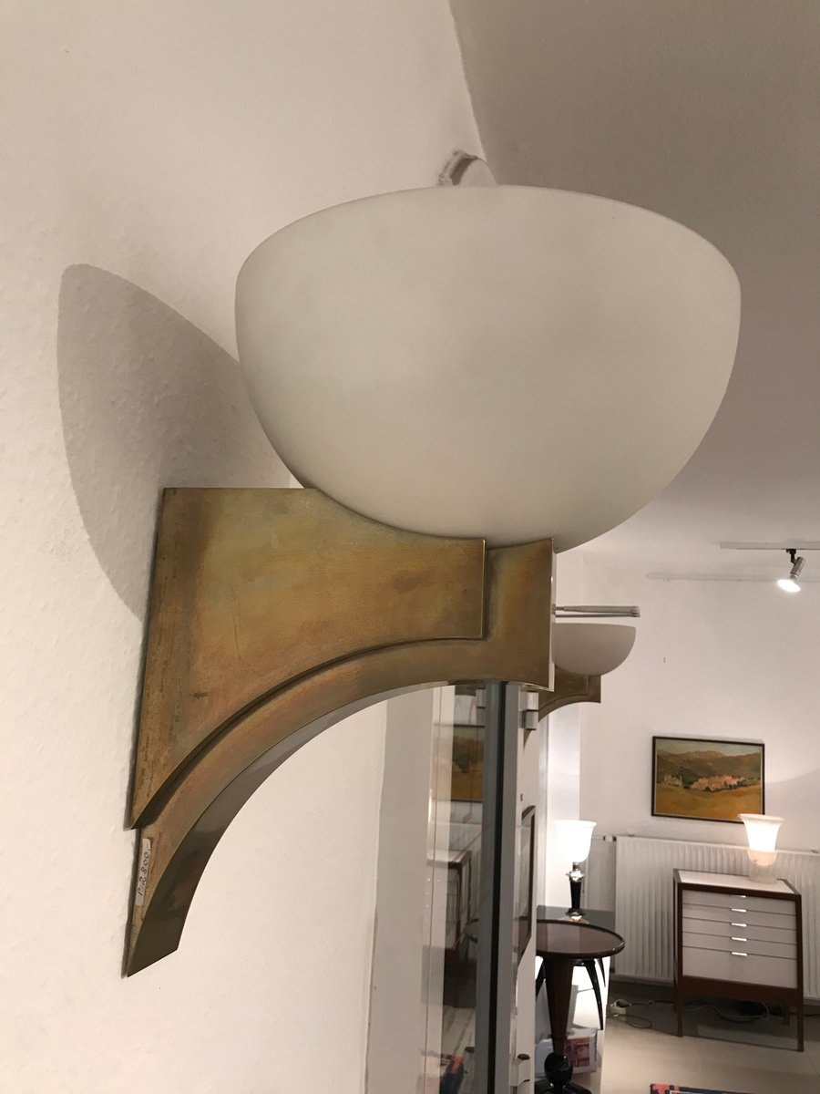 Grandes Appliques Murales Art Déco en Nickel Plaqué par Jean Perzel ...