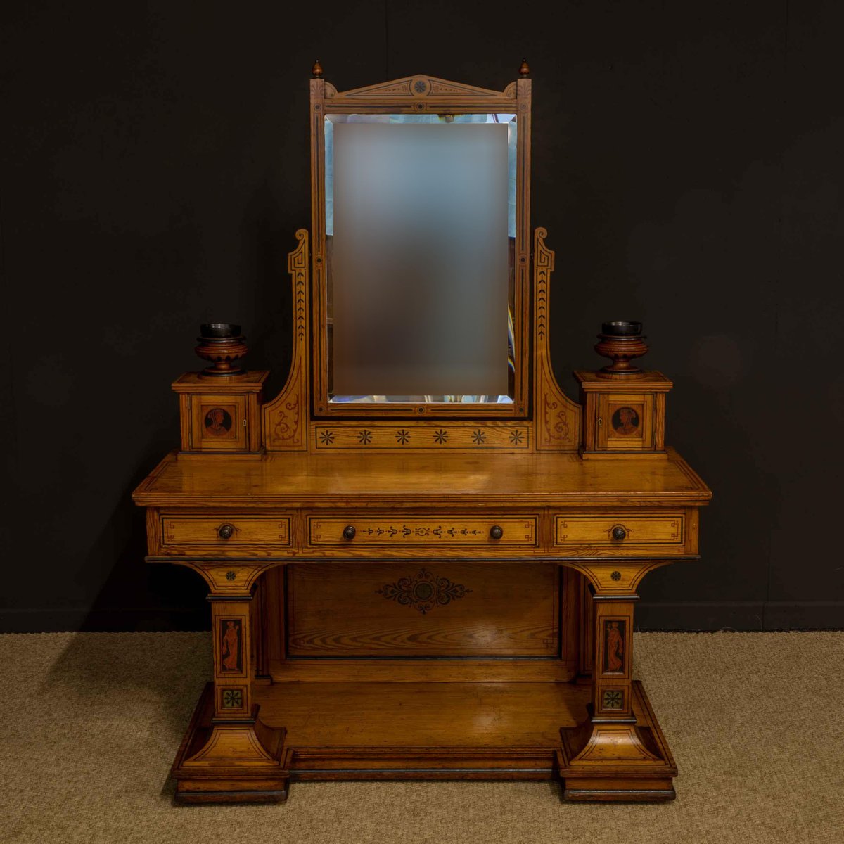 Antique Neoclassical Pitch Pine Dressing Table for sale at Pamono