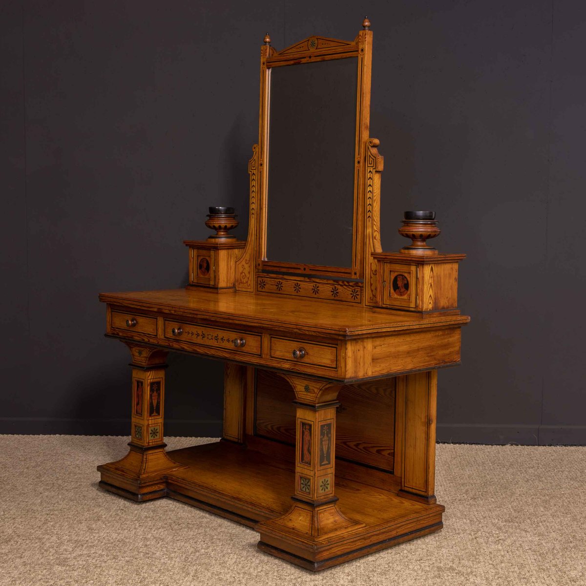 Antique Neoclassical Pitch Pine Dressing Table for sale at Pamono