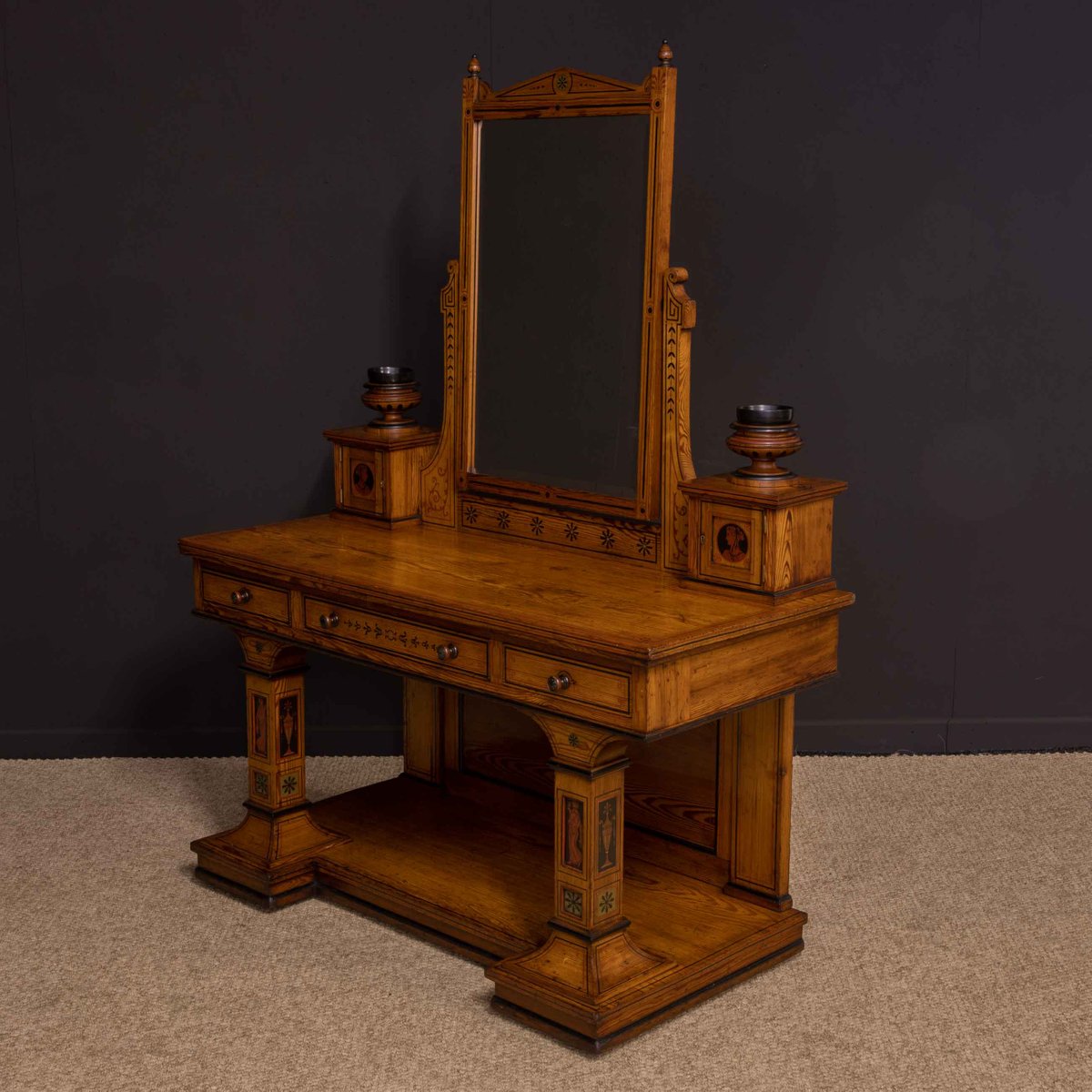 Antique Neoclassical Pitch Pine Dressing Table for sale at Pamono