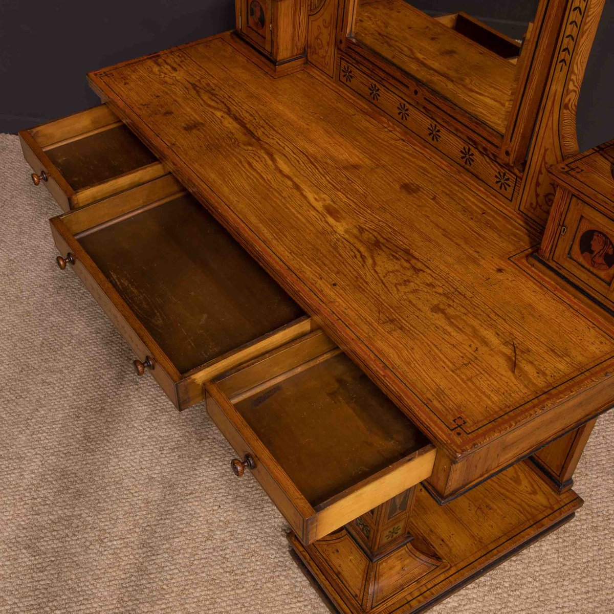 Antique Neoclassical Pitch Pine Dressing Table for sale at Pamono