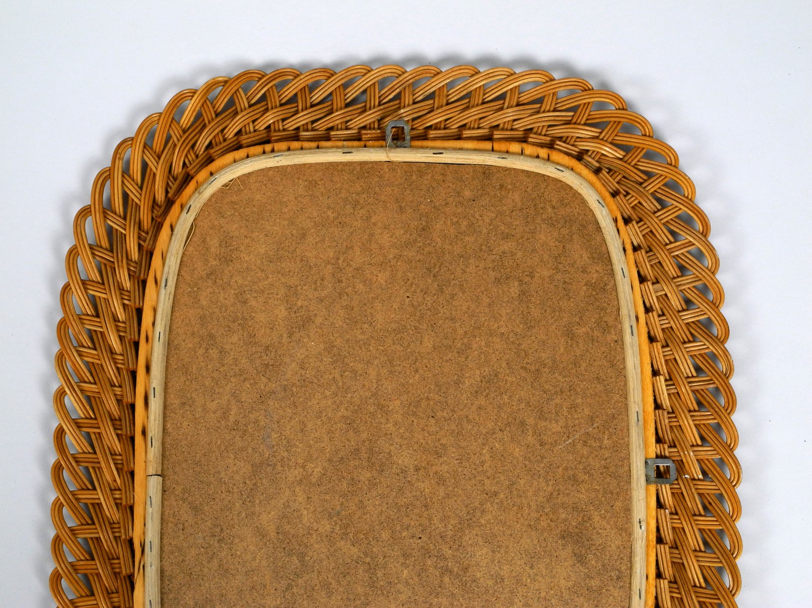 Wicker Framed Wall Mirror, 1960s for sale at Pamono