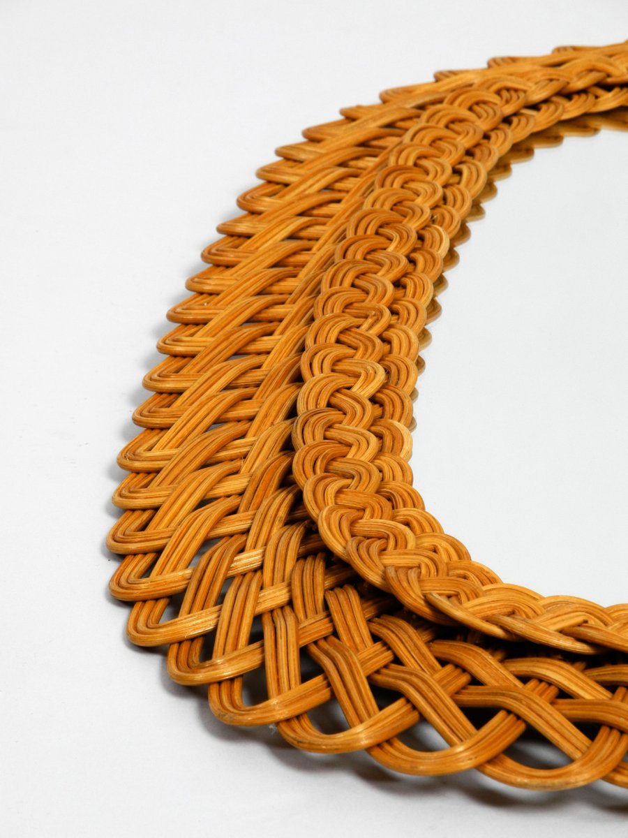 Wicker Framed Wall Mirror, 1960s for sale at Pamono