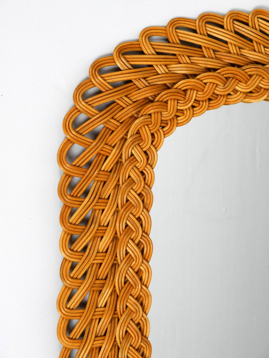 Wicker Framed Wall Mirror, 1960s for sale at Pamono