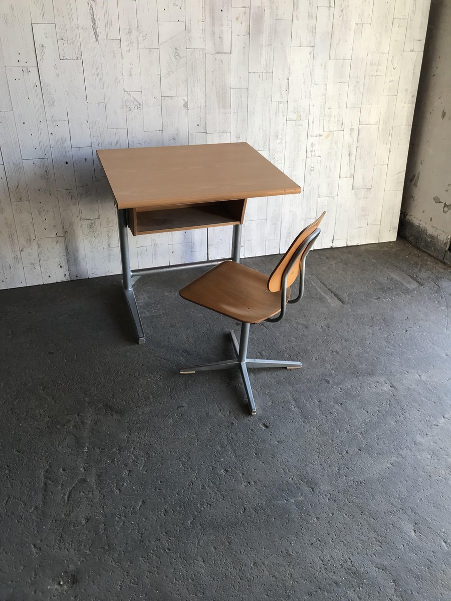 Swiss School Desk and Chair from Embru, 1960s, Set of 2 for sale at Pamono