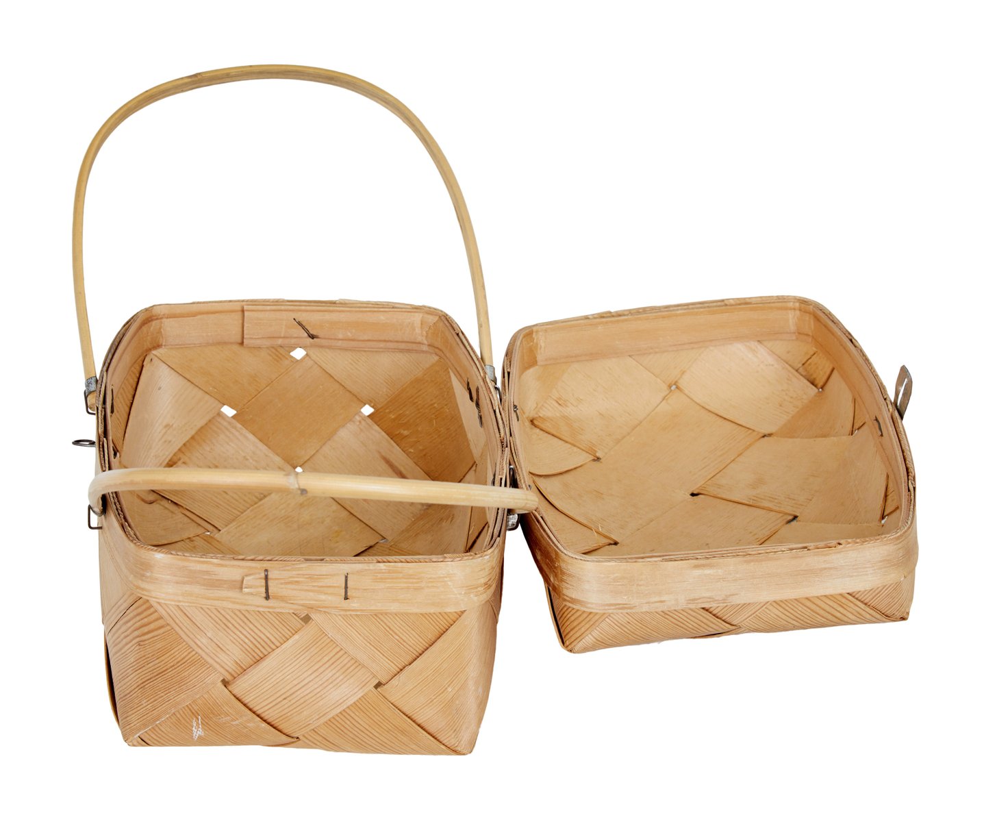 Antique Pinewood Woven Decorative Boxes, 1900s, Set of 2 for sale at Pamono