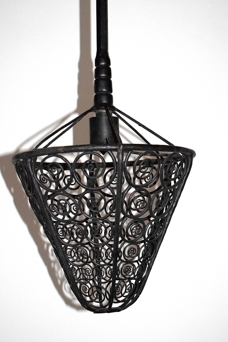 Art Nouveau Wrought Iron Ceiling Lamp, 1920s for sale at Pamono