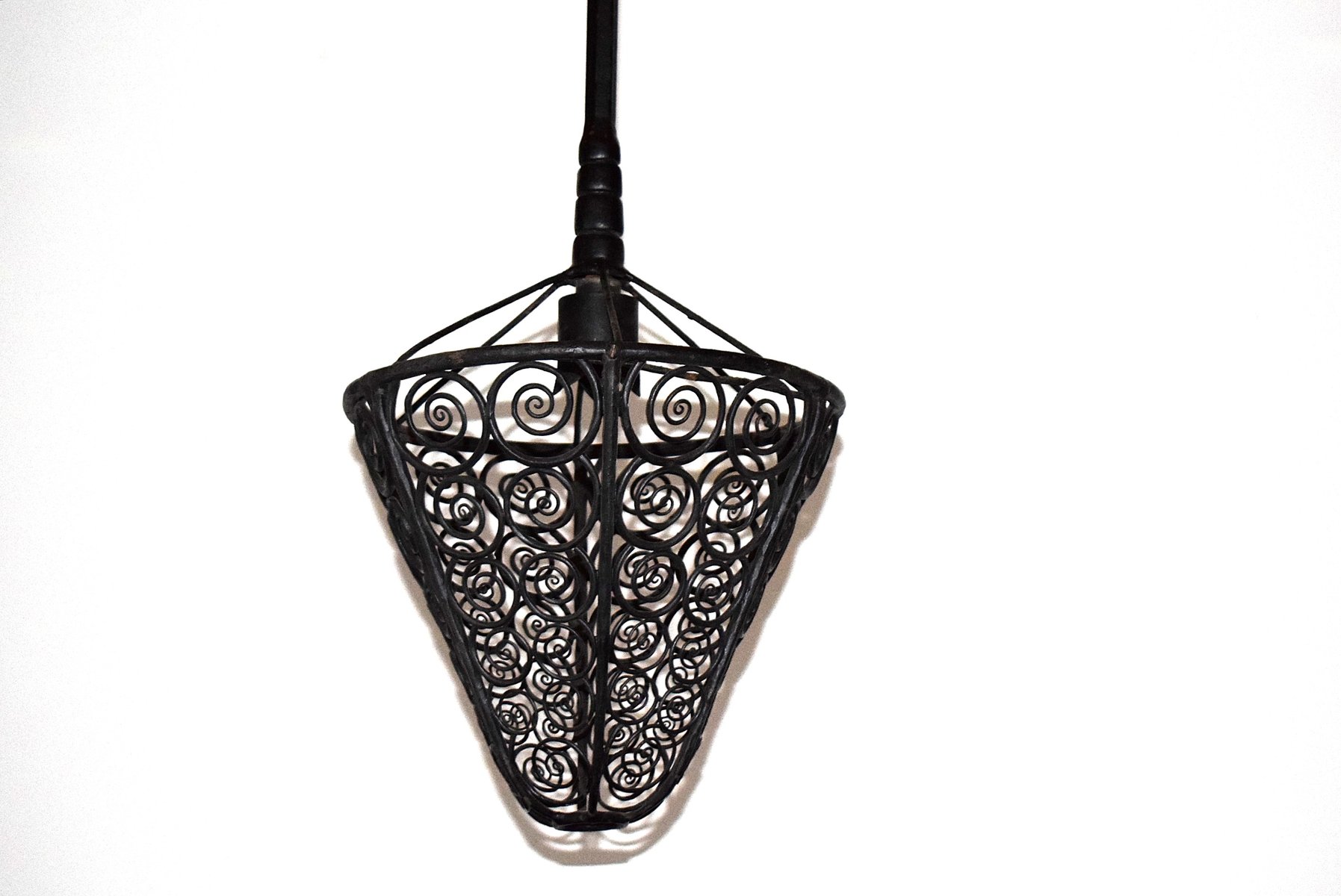 Art Nouveau Wrought Iron Ceiling Lamp, 1920s for sale at Pamono