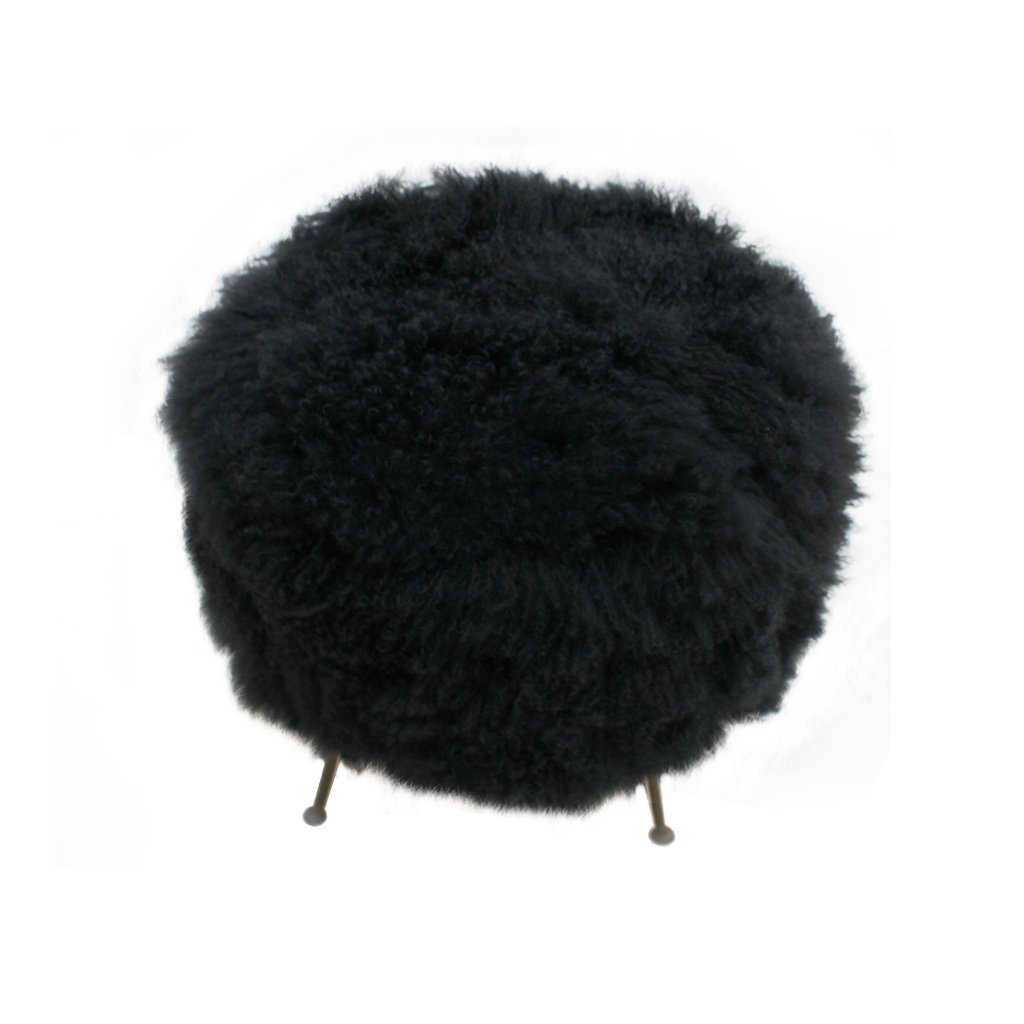 Mid-Century Italian Goat Fur Footstool for sale at Pamono