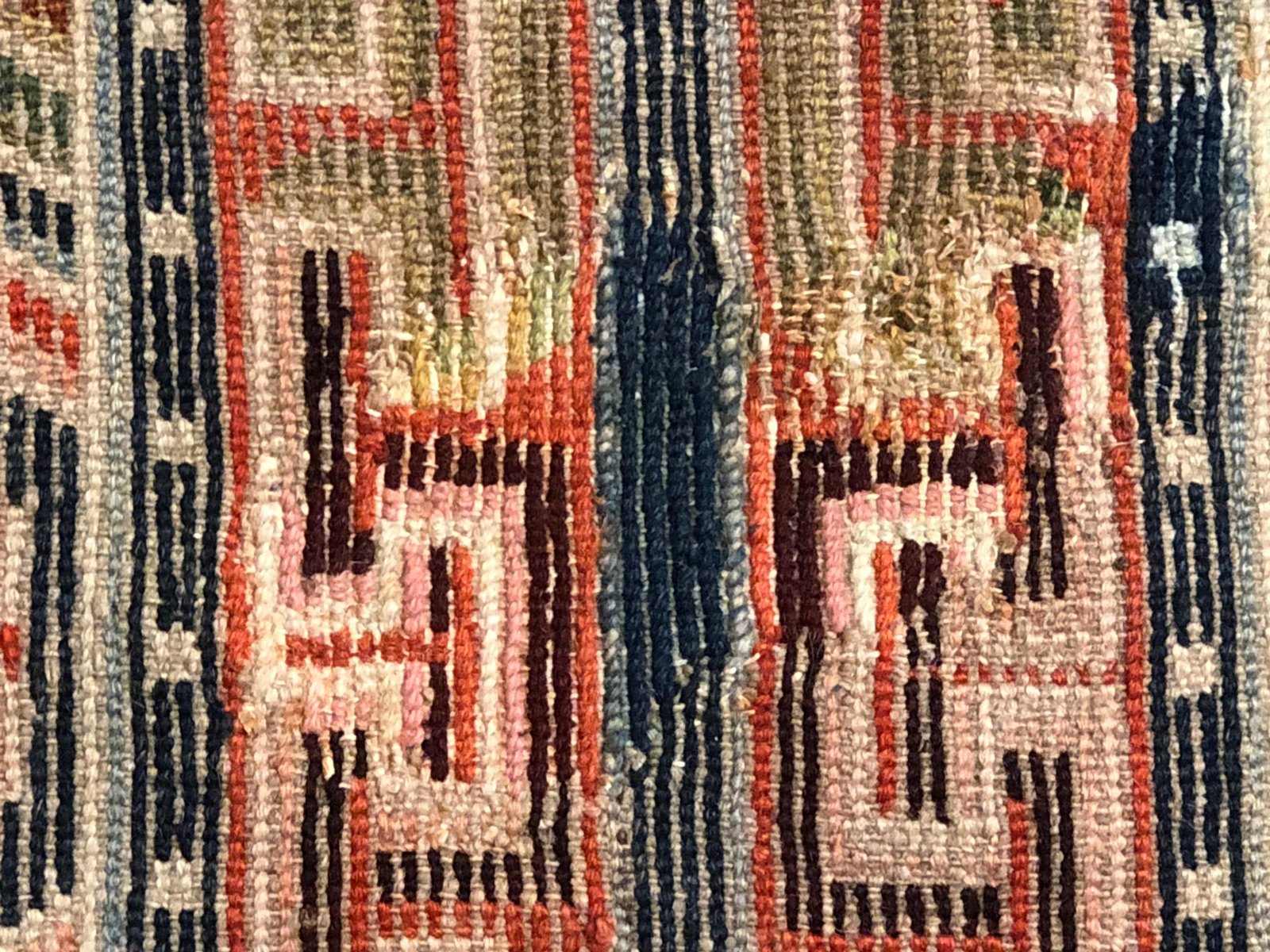 19th Century Tibetan Blue, Orange, and White Kyongde Runner Rug, 1870s ...