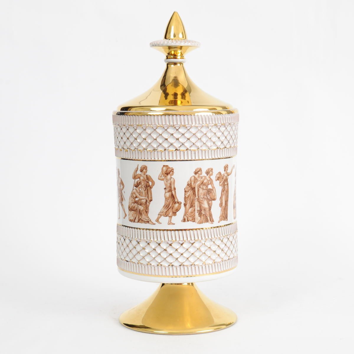 Italian Gilded Ceramic Box from Fiorentine, 1950s for sale at Pamono