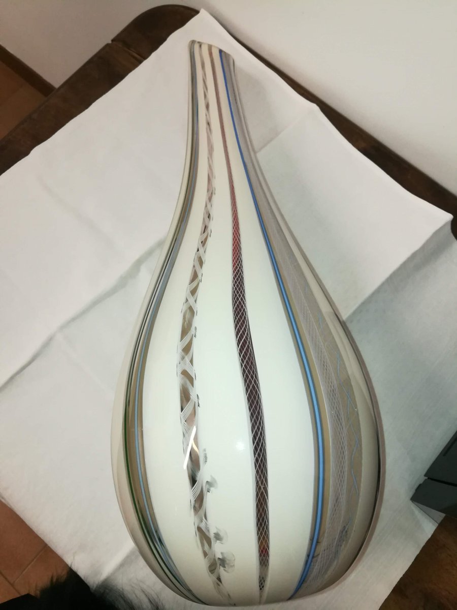 White Reticello Vase by d'Este's Zane for sale at Pamono