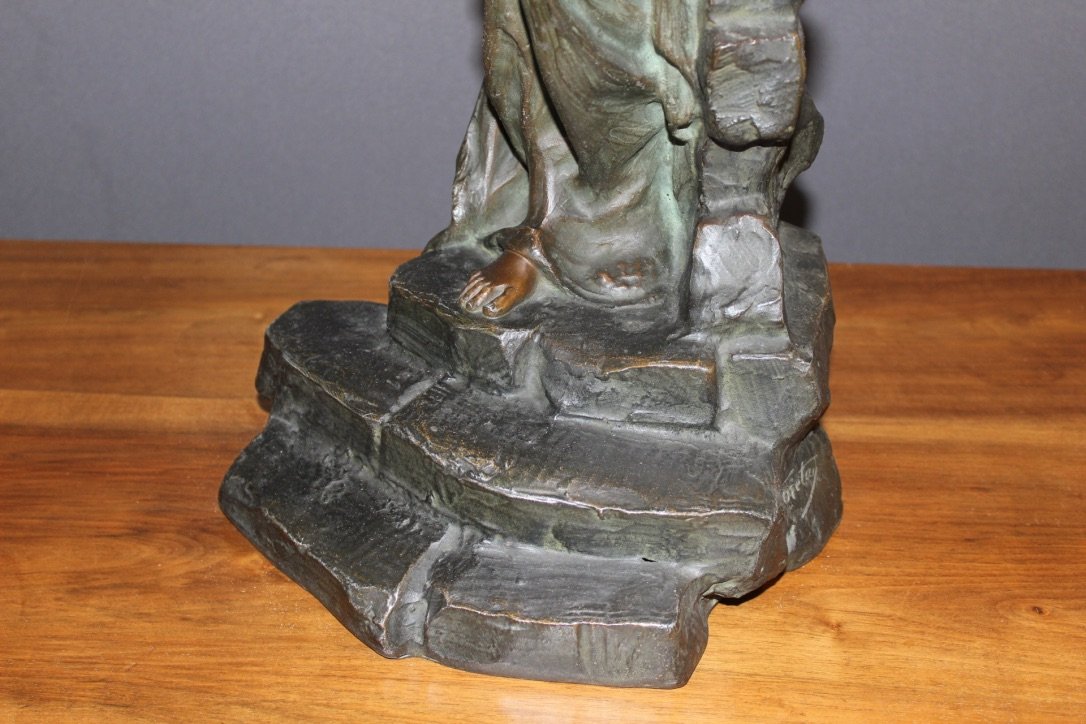 Antike Frauenskulptur von Alfred Jean Foretay bei Pamono kaufen