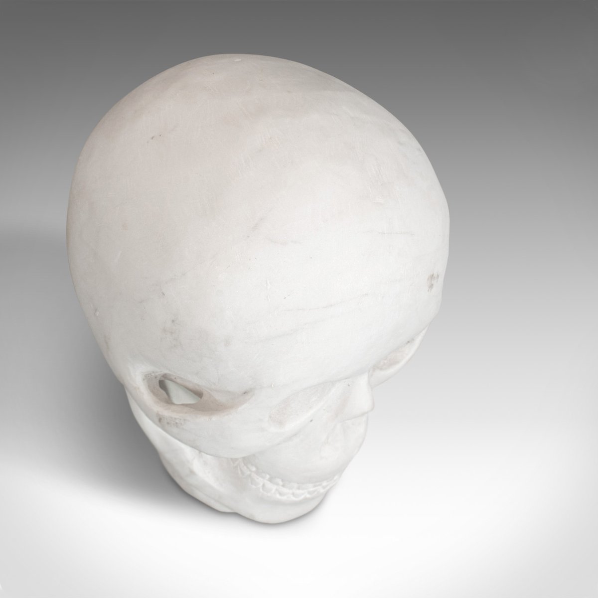 Vintage English White Marble Skull Paperweight, 1980s for sale at Pamono