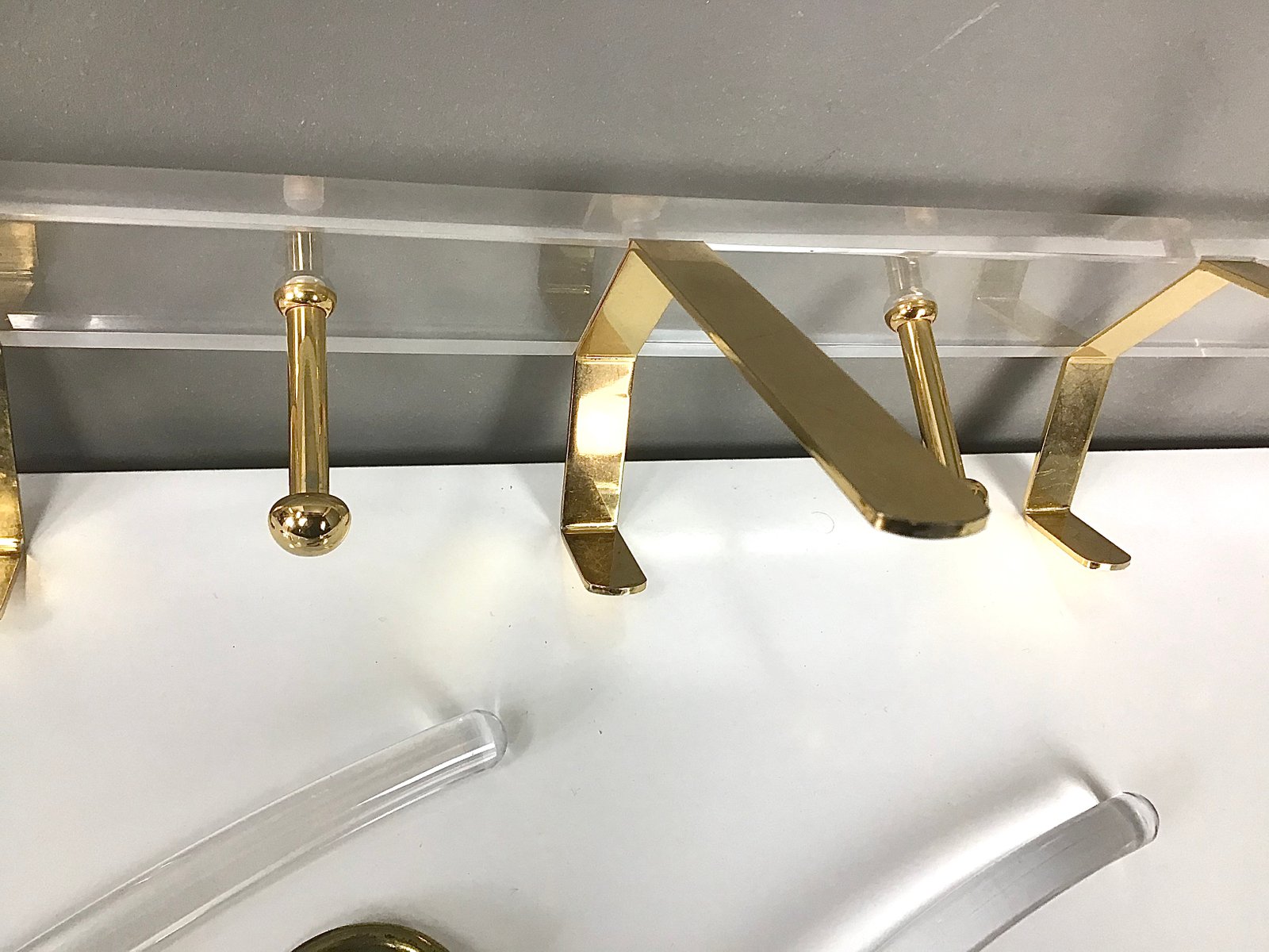 Brass and Acrylic Glass Coat Rack, 1980s for sale at Pamono