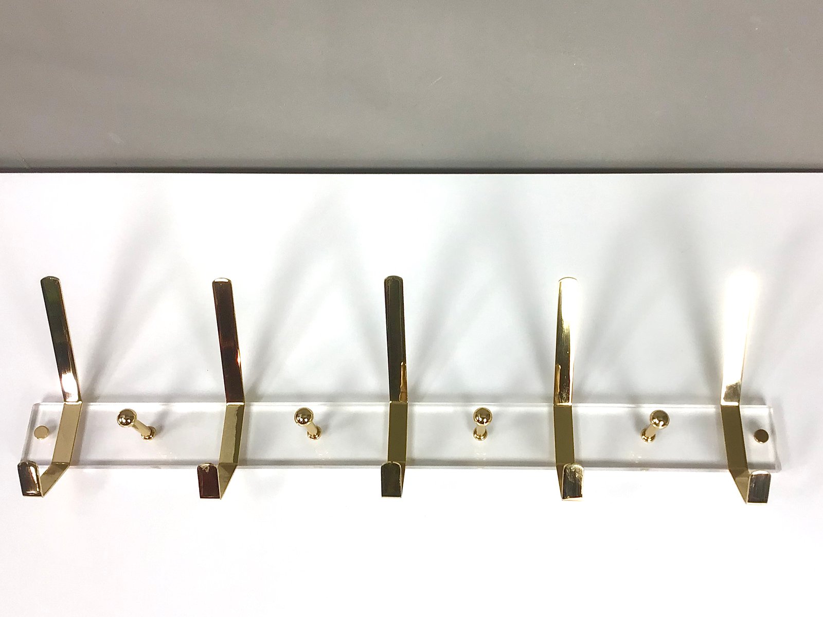 Brass and Acrylic Glass Coat Rack, 1980s for sale at Pamono