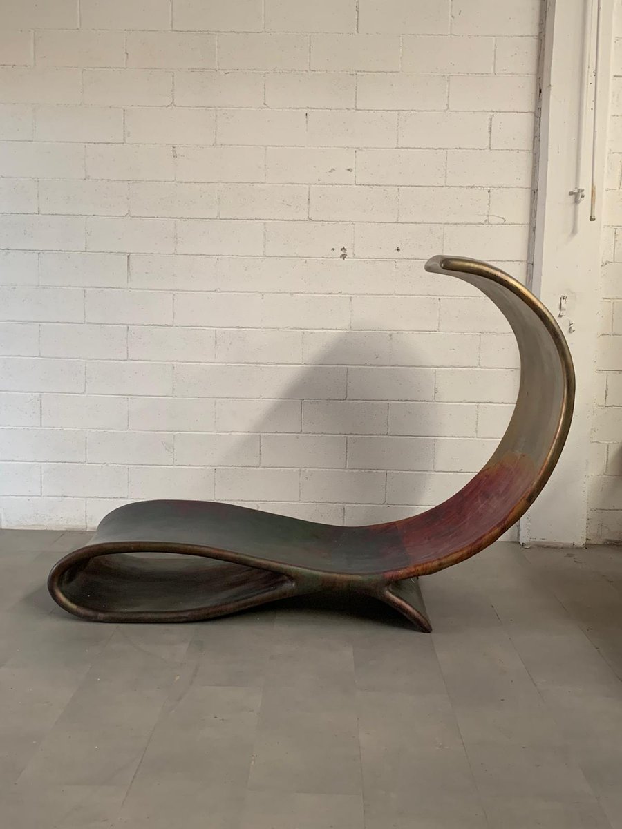 Fiberglass & Copper Chaise Lounge by Ravi Sing for Marco Polo Italia ...