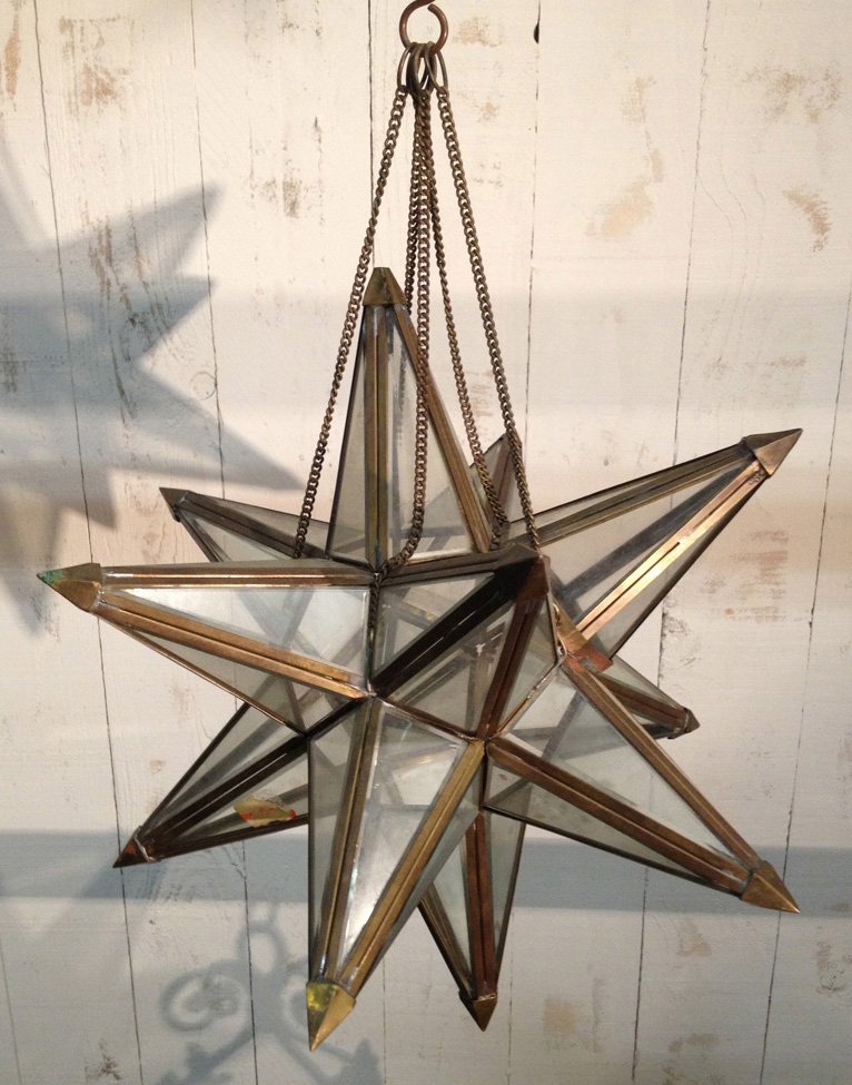 Decorative Solid Brass & Glass Star for sale at Pamono