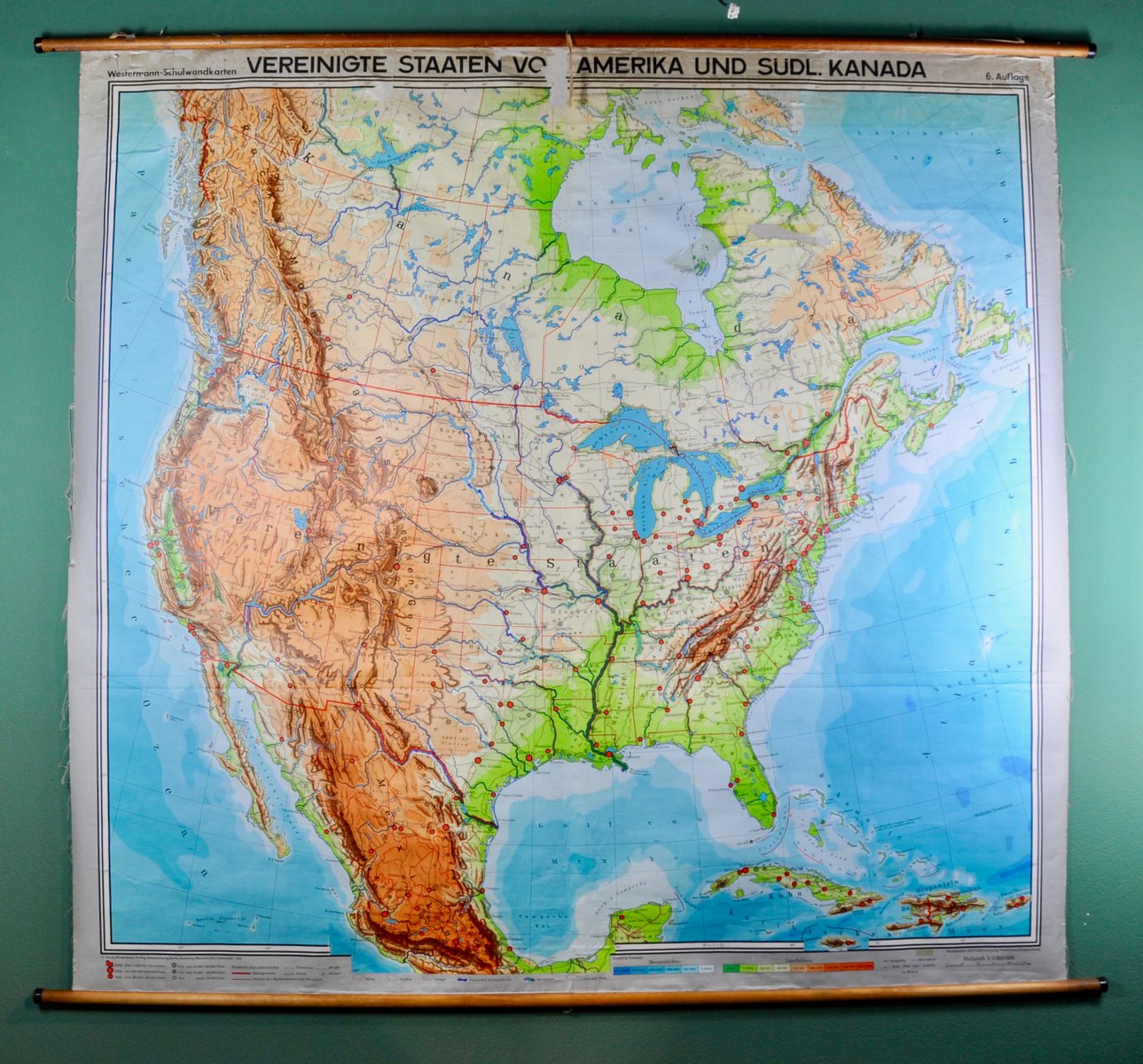 Map of United States by Georg Westermann, 1966 for sale at Pamono