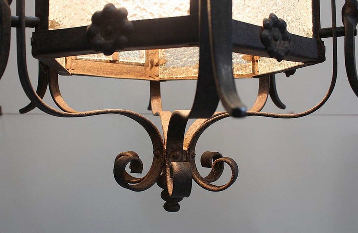 Antique Wrought Iron Landing Lantern for sale at Pamono