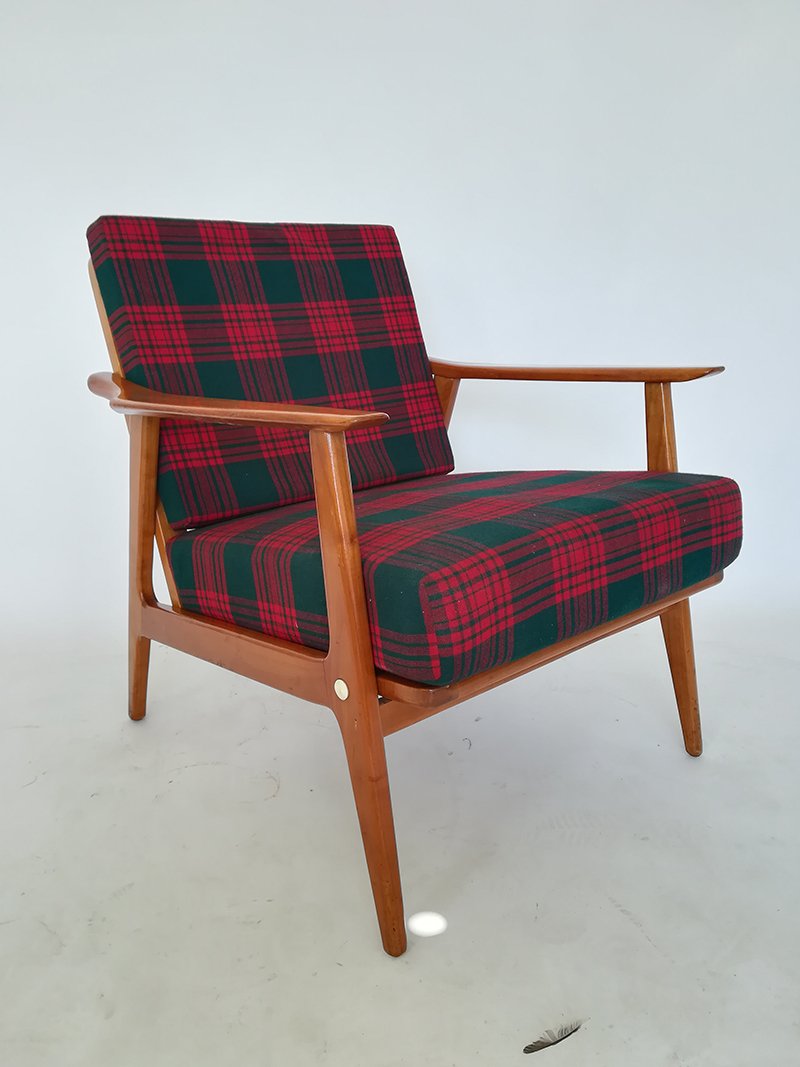 Mid-Century Checked Armchair for sale at Pamono