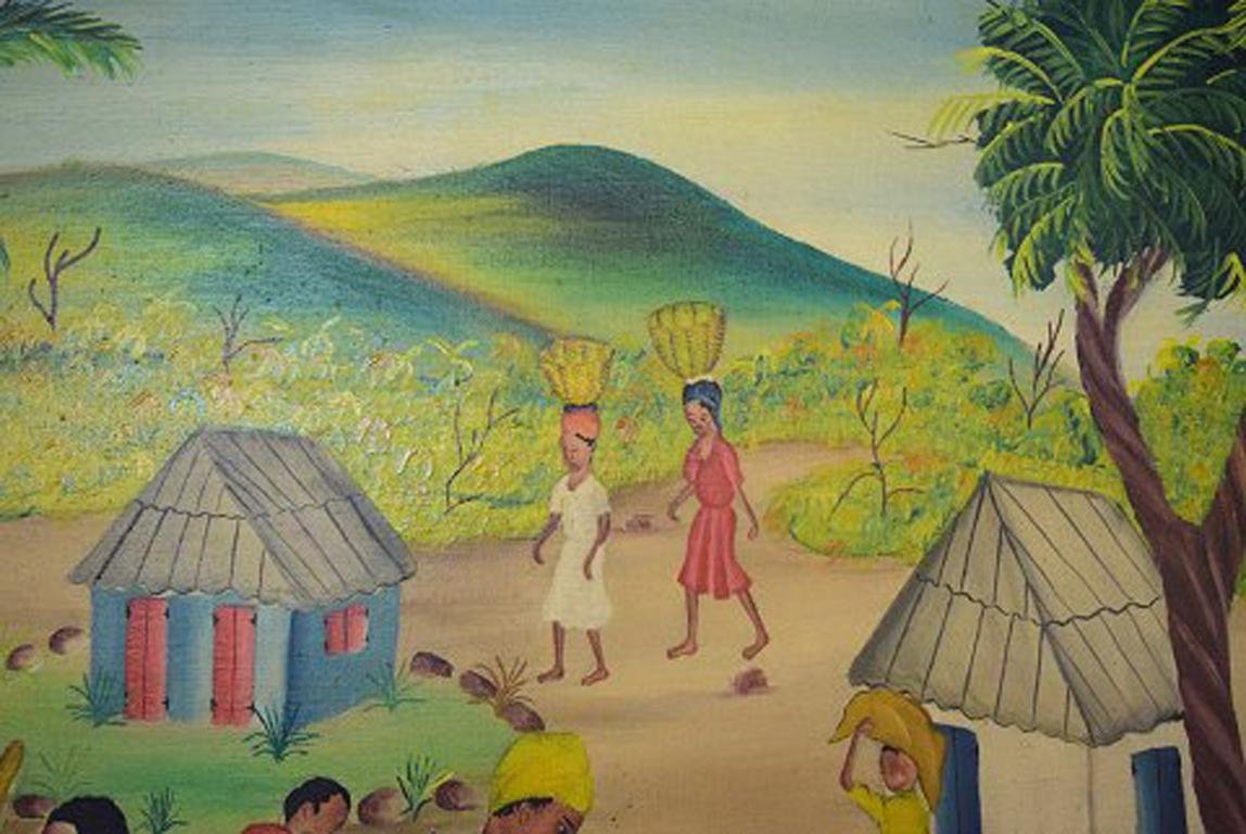 Nativist School Oil on Canvas by Y. Jn. René, 1970s for sale at Pamono