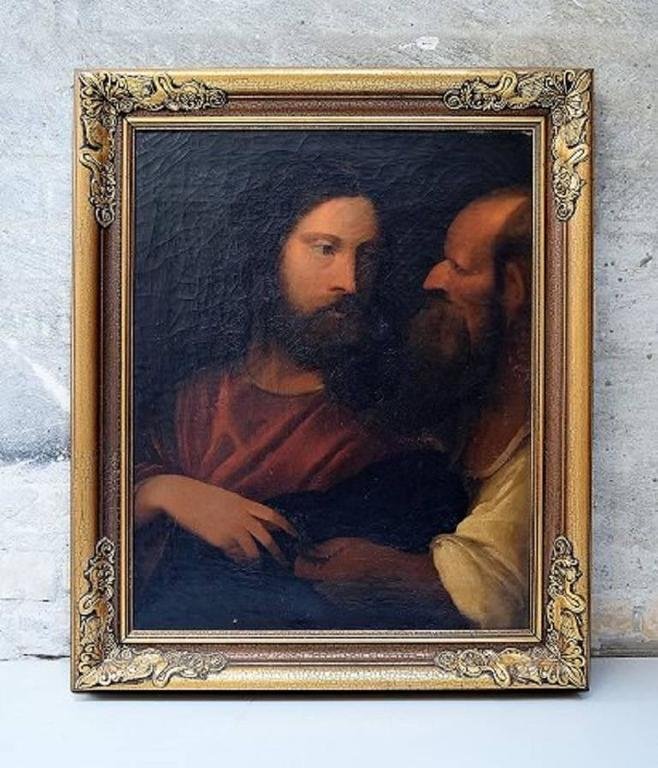 19th Century Oil on Canvas Biblical Motif after Titian for sale at Pamono