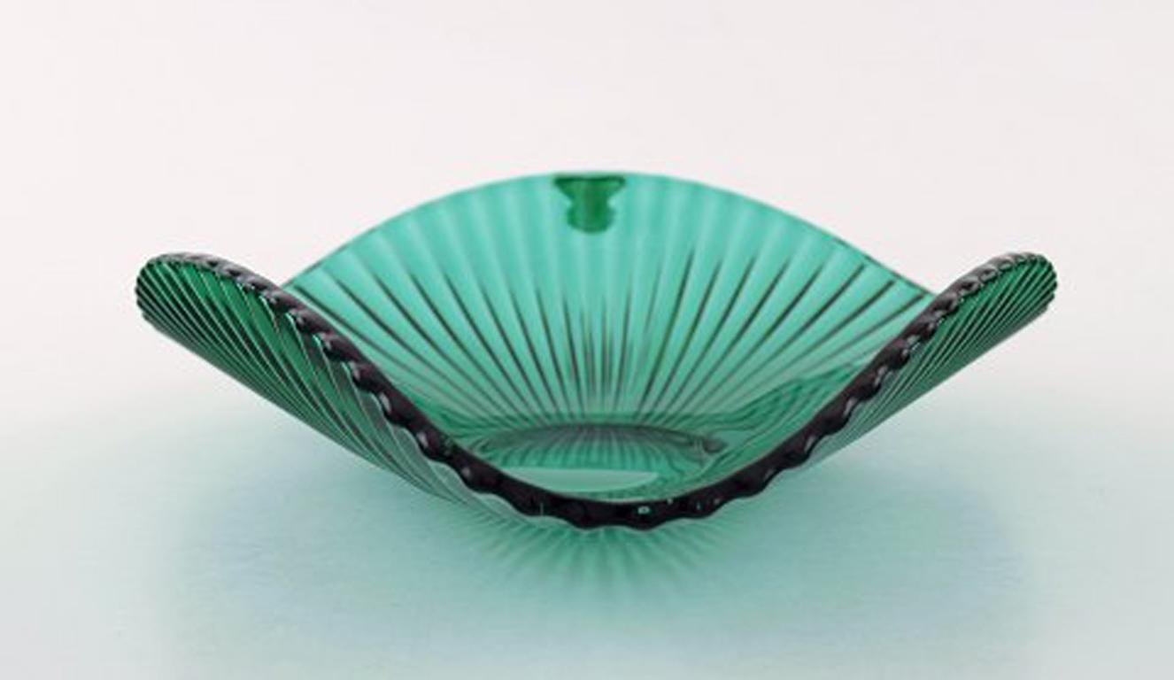 Arthur Percy for Nybro Sweden Bowls and Vase in Green Art Glass, Set of ...
