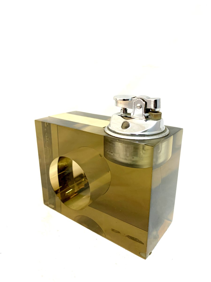 Acrylic Cigar Lighter with Silver Band Attributed to Astrolite, 1970s ...