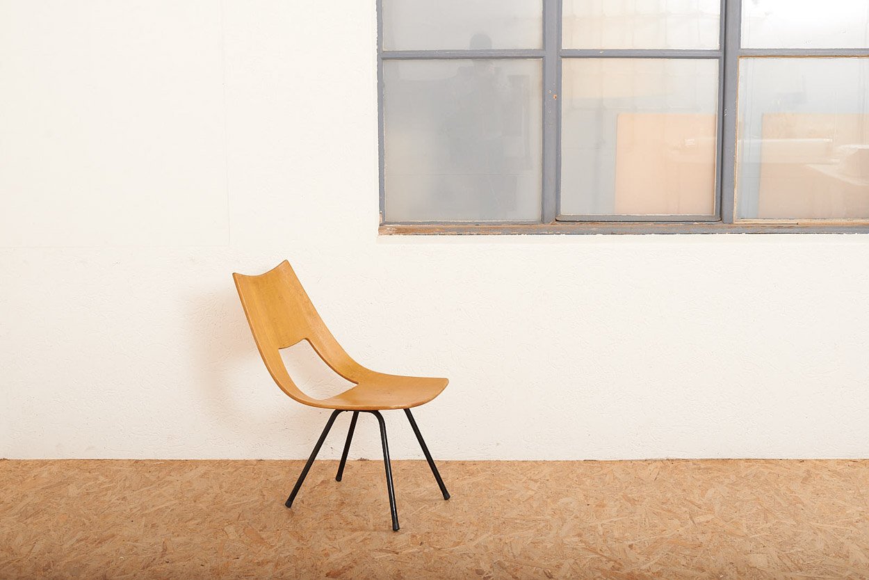 Mid-century Black Lacquered Tubular Steel Shell Lounge Chair for sale ...